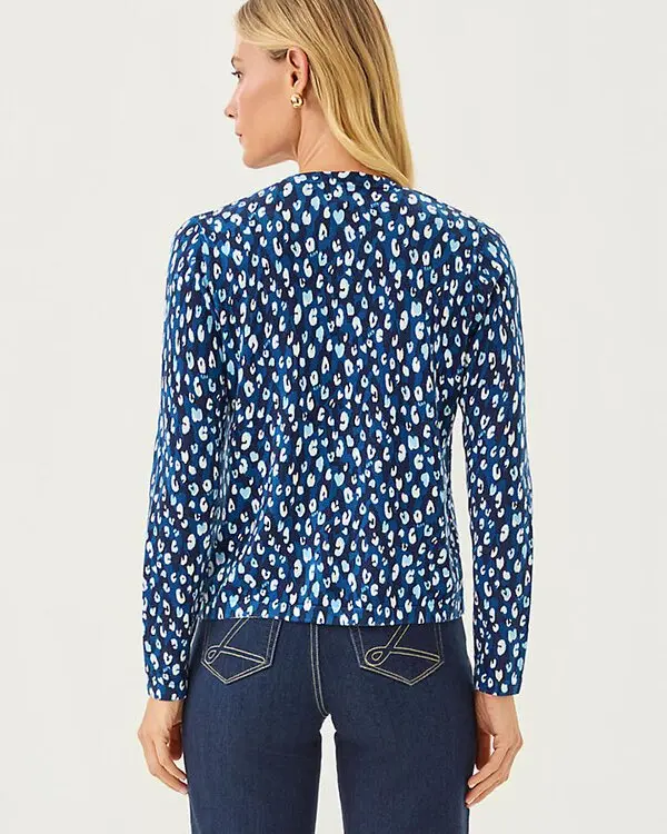 Lilly Pulitzer Fairley Cardigan - Starlight Navy Youre An Animal